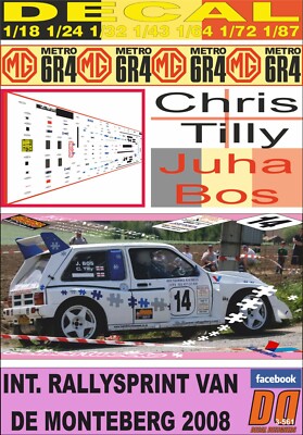 DECAL MG METRO 6R4 J.BOS RALLY MONTEBERG 2008 (08) | eBay