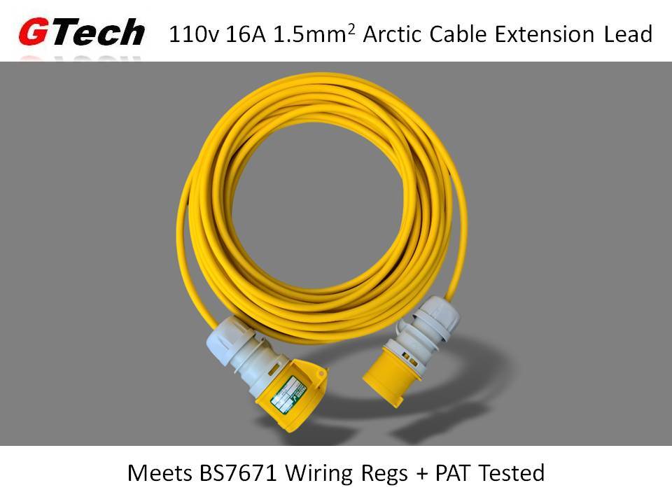 110v 16A SITE EXTENSION LEAD 1m - 15m x 1.5mm sq Arctic Cable - Meets ...