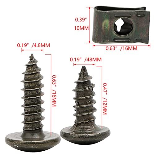 Minho 200Pcs Automotive U Tape Clip with Self-tapping Screw, 50Pcs #10 ...