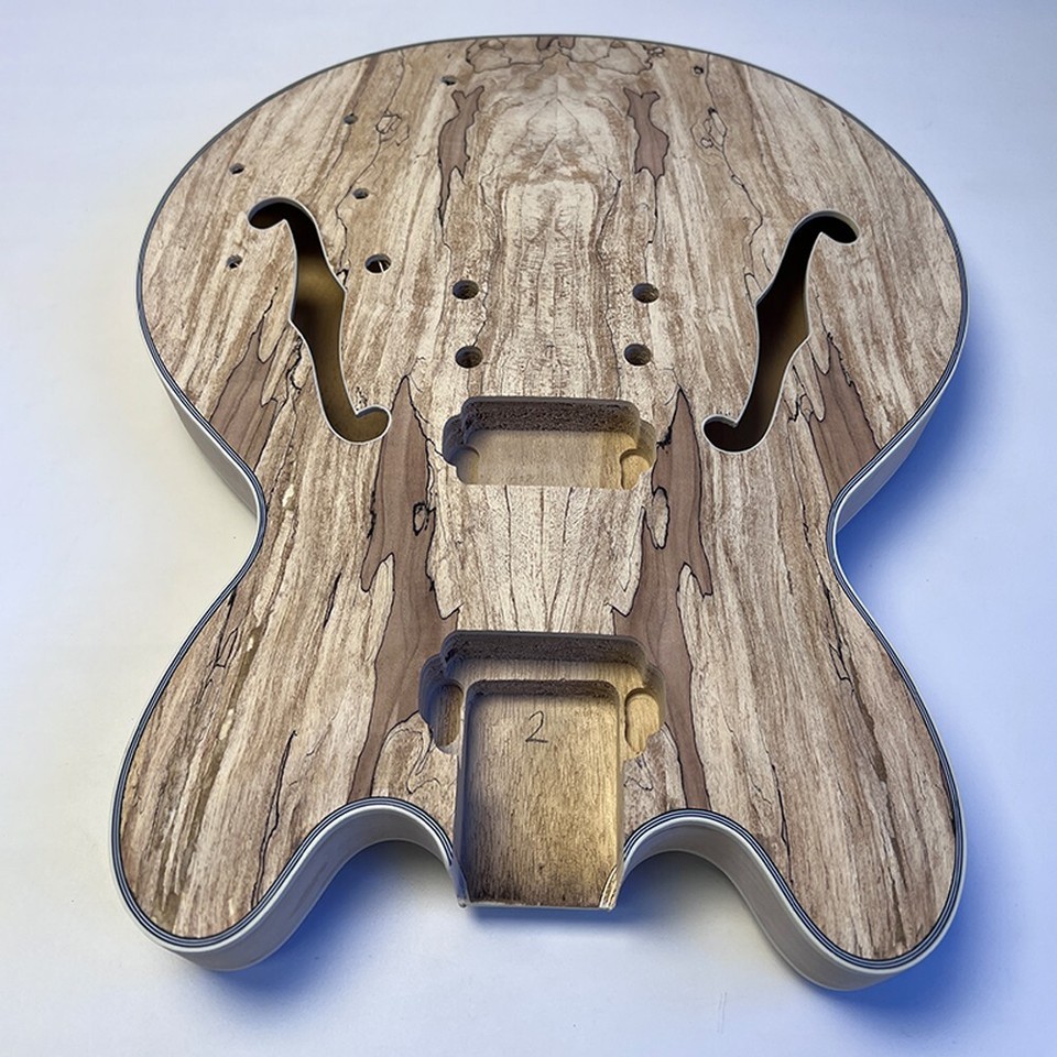 DIY Electric Guitar Kits Unfinished Spalted Maple Top Thin Hollow Body ...