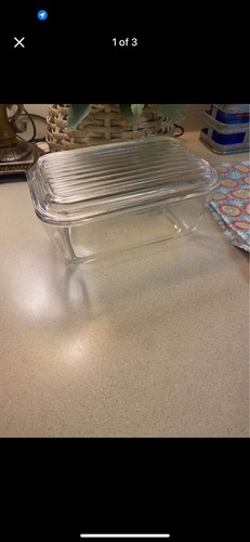 Pyrex Clear Vintage Refrigerator Butter Dish With Ribbed Lid 502 503 B ...