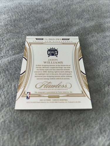 2021 Panini Flawless JASON WILLIAMS Autograph /5 Kings Emerald Draft ...
