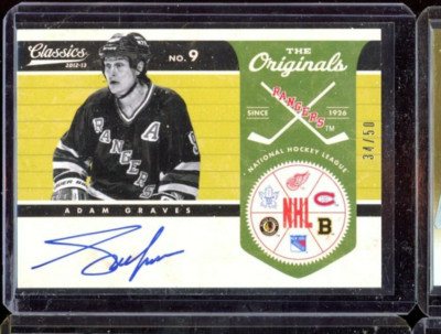 2012-13 CLASSICS THE ORIGINALS ADAM GRAVES AUTO 34/50 ON CARD AUTOGRAPH ...
