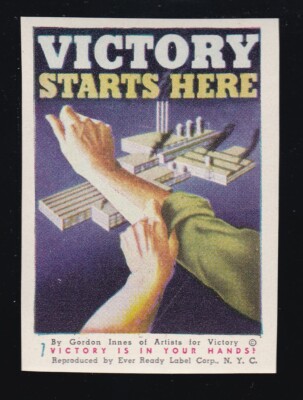 US Vintage WWII Patriotic Poster Stamp "Victory Starts Here" M OG NH | eBay