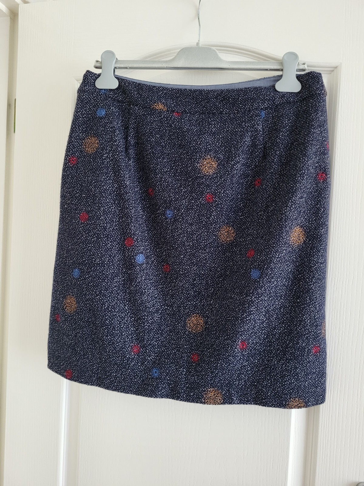White Stuff Smart Casual Blue Spotty Mix Tweed Skirt … - Gem