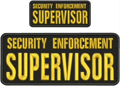 SECURITY E SUPERVISOR EMBROIDERY PATCH 10x4 and 5x2 HOOK/BACK GOLD ON ...
