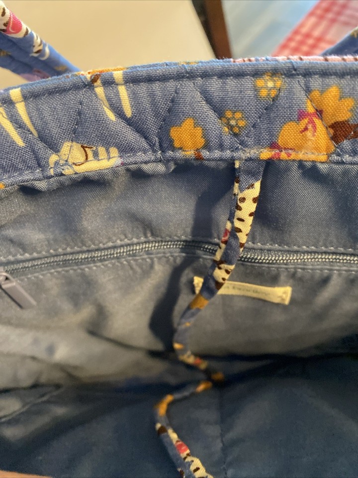 NEW Vera Bradley Small East West Tote Vera Tote Blue Bark Park Cute Dog ...