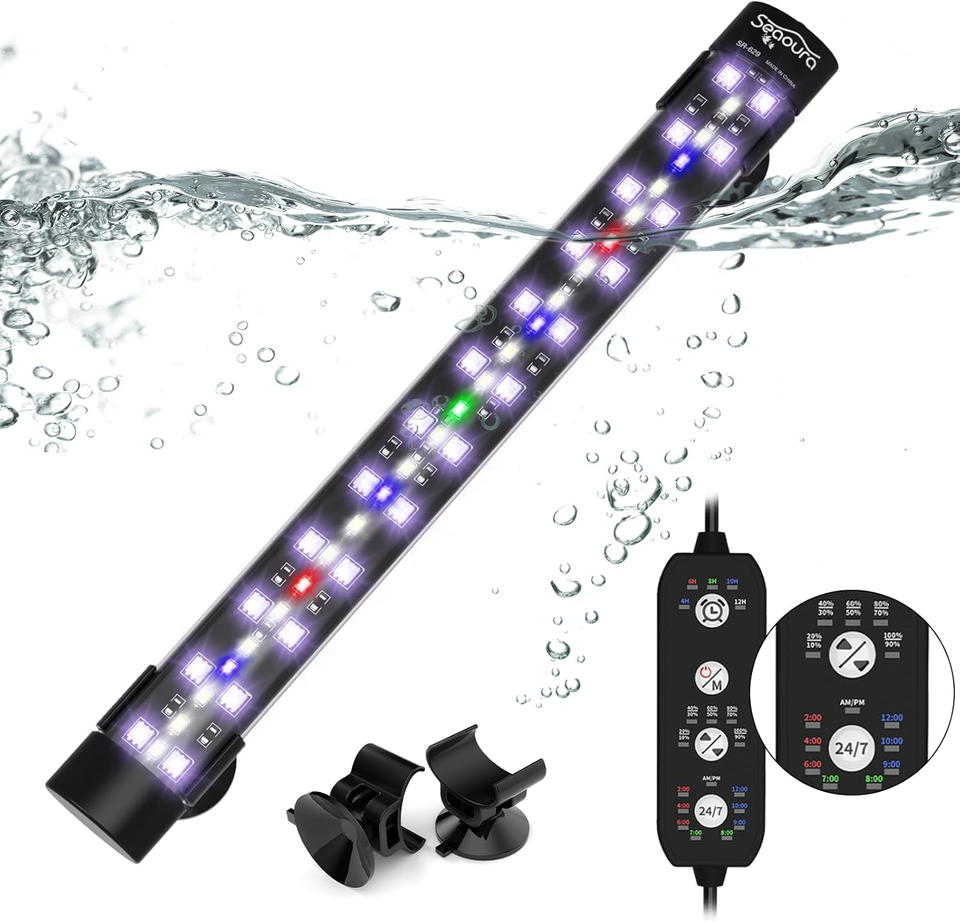 Submersible Aquarium Light for 12 to 23 Inch Fish Tank, 24/7 Cycle Fish ...