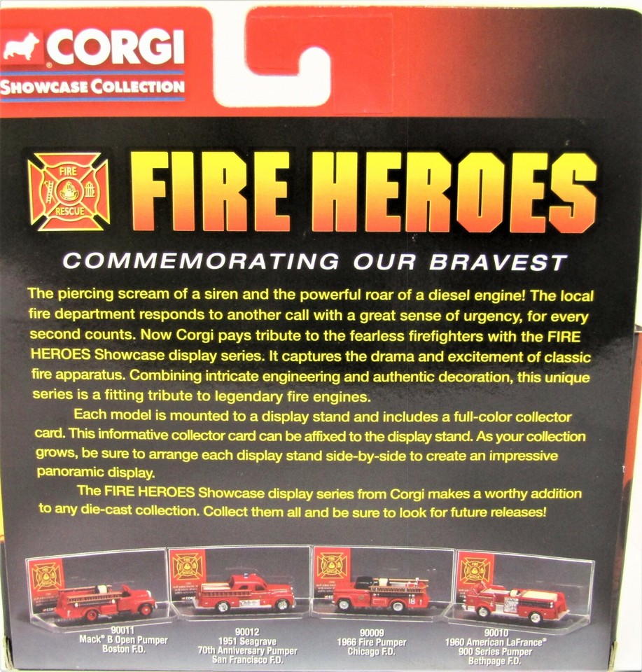 Corgi Showcase Collection Fire Heroes 4” Diecast 1960 ALF 900 Pumper w ...