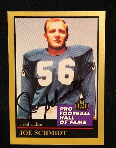 JOE SCHMIDT 1991 ENOR AUTOGRAPHED SIGNED AUTO FOOTBALL CARD 126 HOF ...