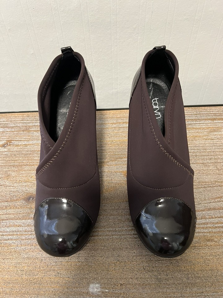 Taryn by Taryn Rose Brown Stretch Fabric Pumps With patent Leather Shoes Size 7 | eBay