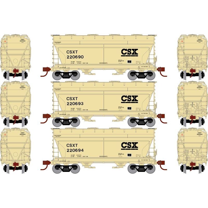 Athearn ATHGN24682 N Gauge ACF 2970 Covered Hopper, CSXT (3) | eBay