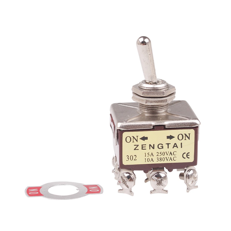 1x Panel Mount Toggle Switch 3P2T 3PDT 2 Position ON/ON 9 Pin 380V 10A ...