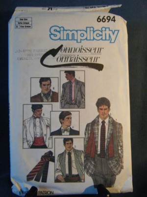 Simplicity Pattern 6694 Mens Accessories Bias Tie Bow Tie Cummberbund ...