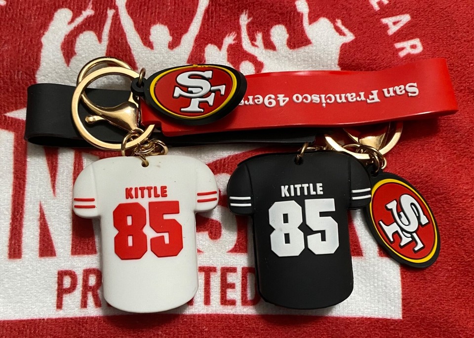 San Francisco 49ers # 85 kittle Rubber Key Chains Black and White | eBay
