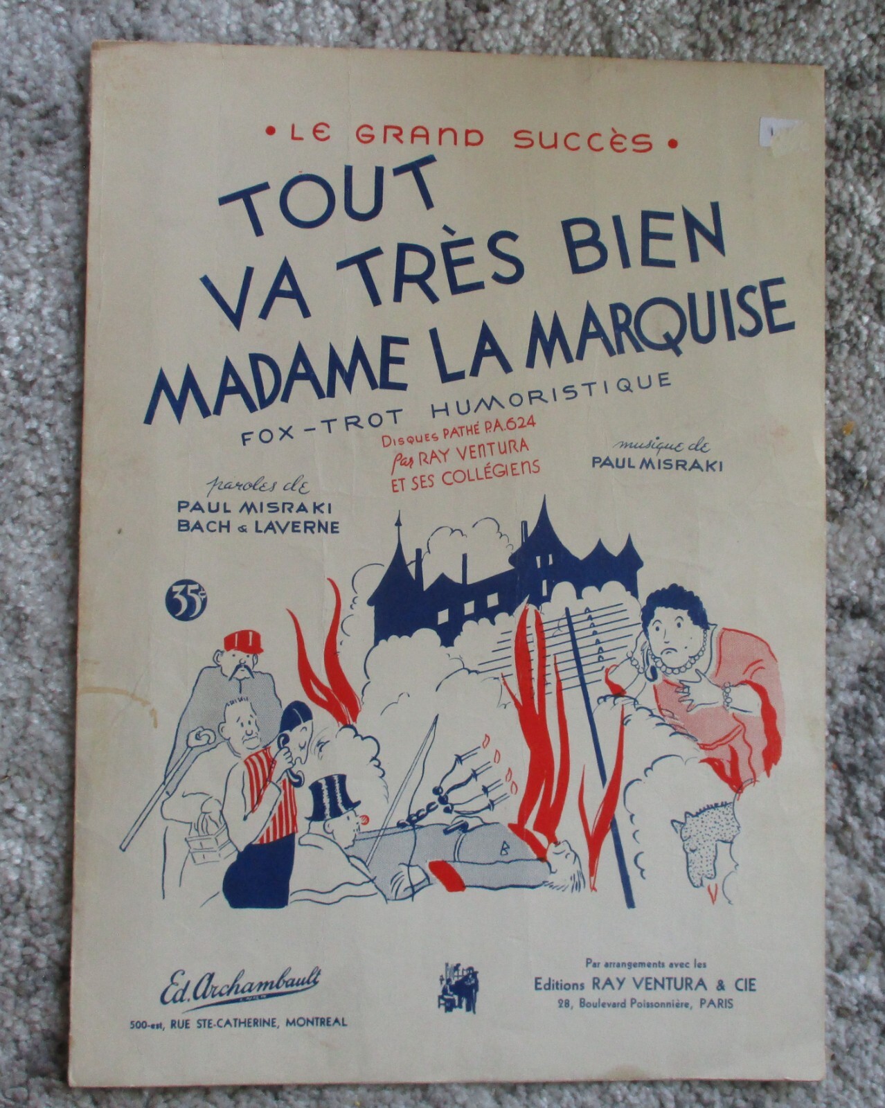 Tout Va Tres Bien Madame la Marquise Sheet Music | eBay