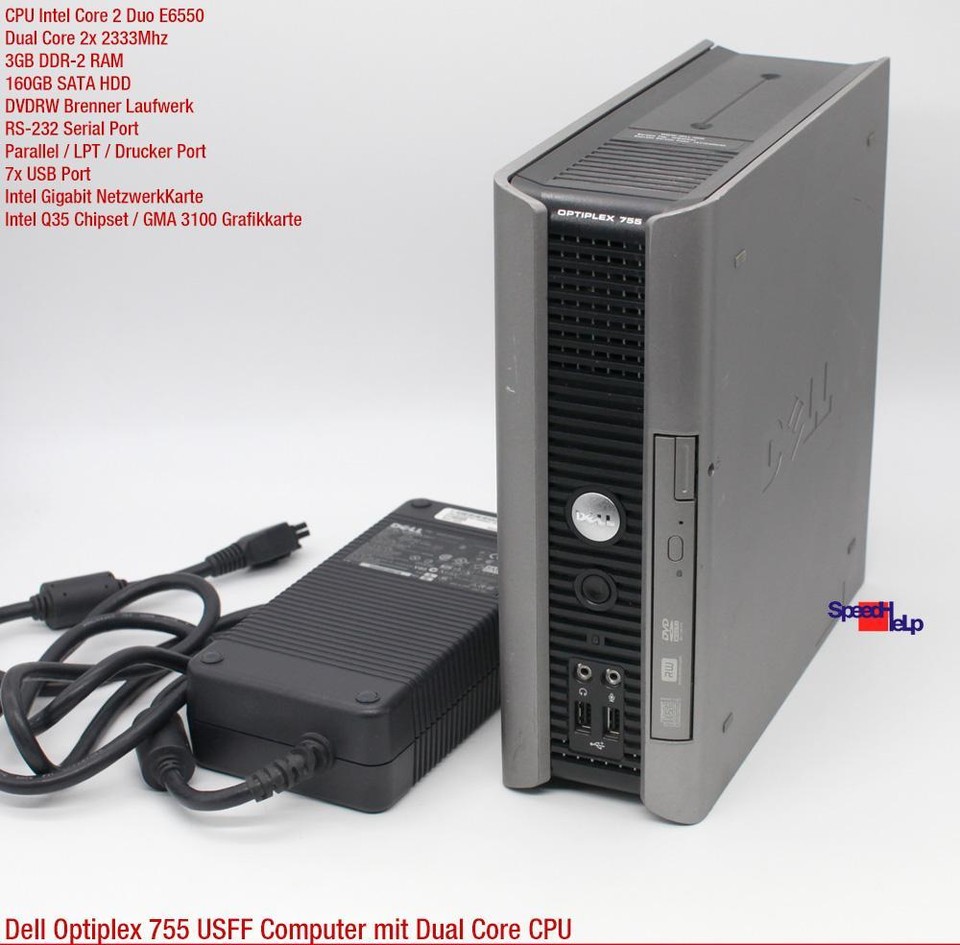 Mini PC Computer Dell Optiplex 755 USFF Intel RS-232 Parallel C2D 3GB ...