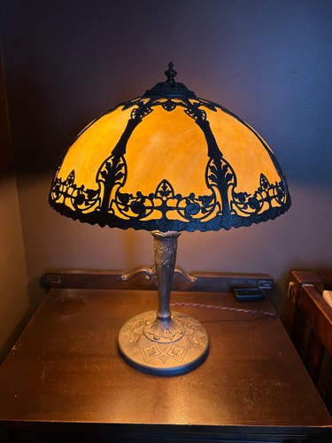 Antique Slag Glass Lamp | eBay