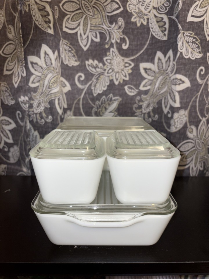 Vintage Pyrex Pink Gooseberry Refrigerator 8 Pc. Set 501 502 503 w ...