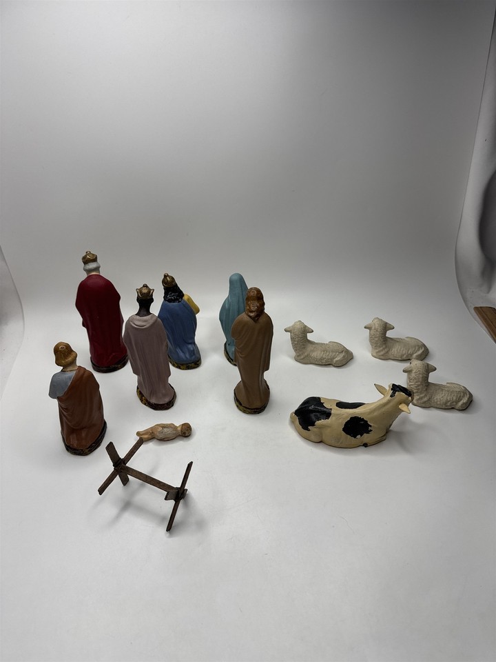 Vintage Germany Nativity Set Figurines Peoples Kings and Animals Baby ...