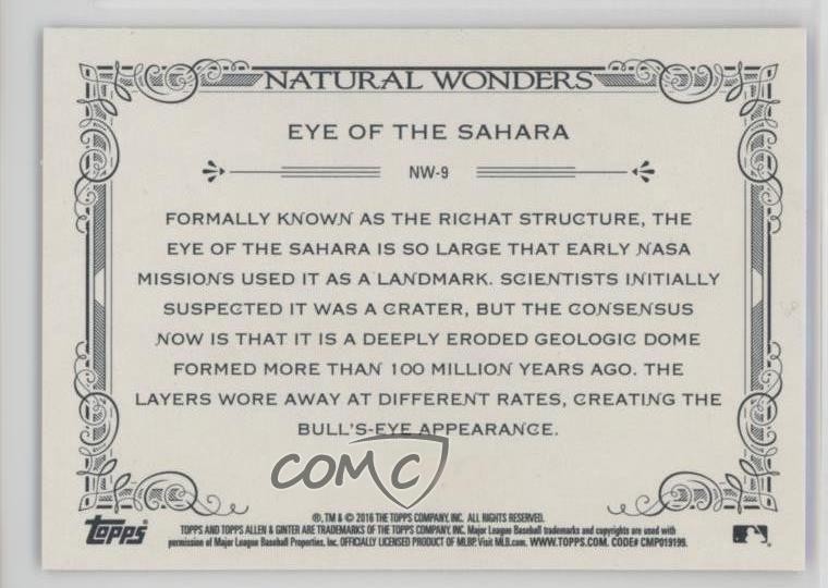 2016 Topps Allen & Ginter Natural Wonders Eye of the Sahara #NW-9 0w6 ...