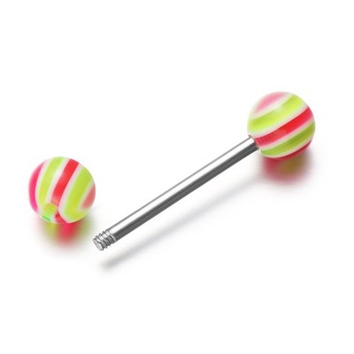 20Pcs Tongue Rings Stainless Steel Body Piercing Jewelry Random Color ...