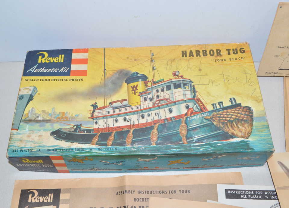 Vintage REVELL MODEL KIT INSTRUCTIONS Lot Harbor Tug Bunderbuss Aurora ...