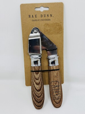 RAE DUNN Kitchen Garlic Press Crusher Kitchen Tool Utensil, Wood Grain ...