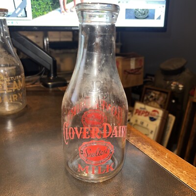 Vintage Quart Glass Dairy Milk Bottle Clover Dairy | eBay