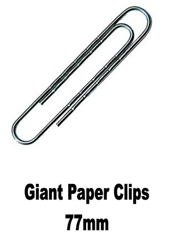 Giant 77mm SILVER Metal Paper Clips Stationery Paper Clips Pack of 25 ...