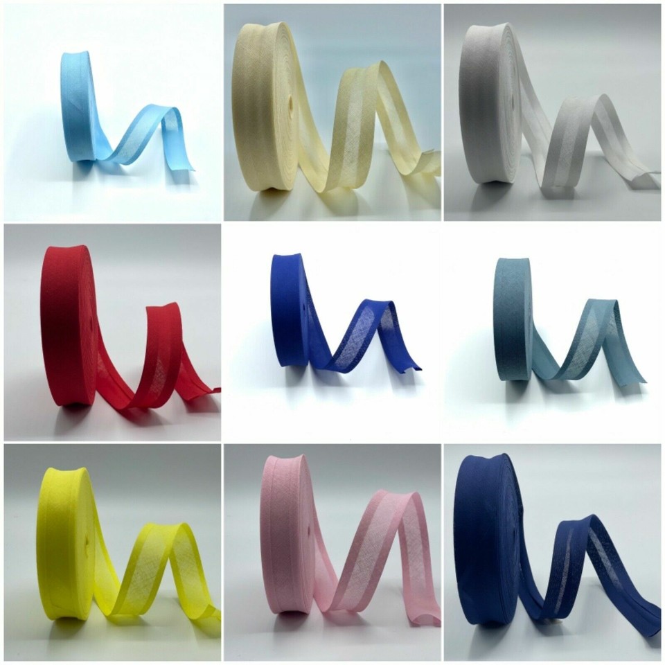 100% Cotton Bias Binding Rolls 1 Inch / 25mm Trim/Edging/Quilting 1,3 ...
