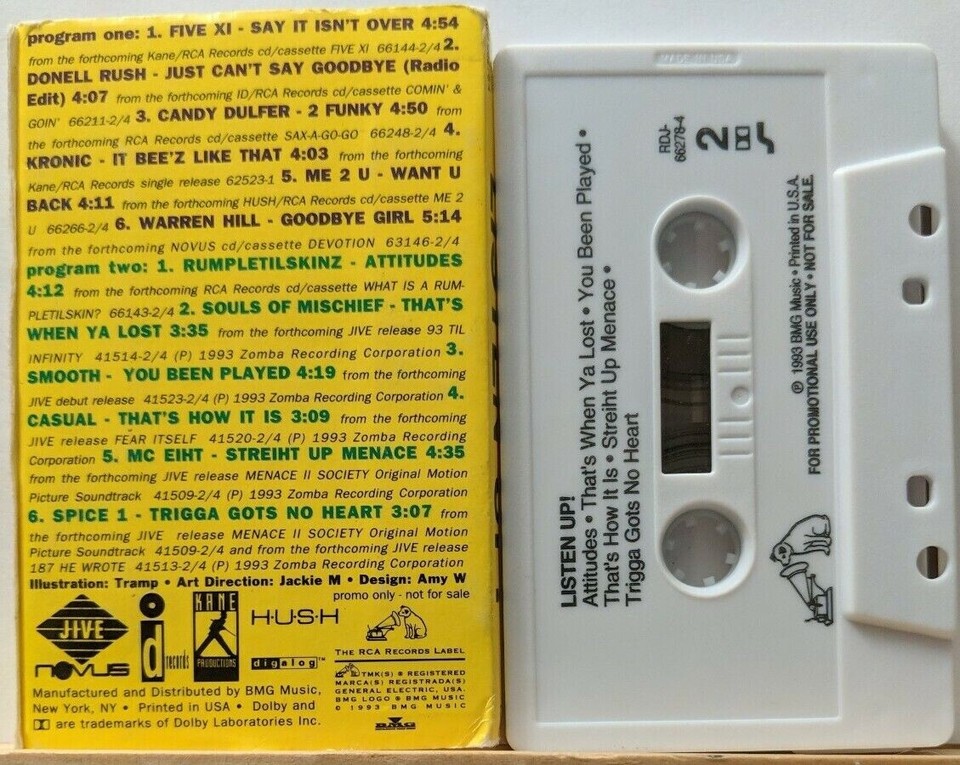 Listen Up! Sampler Cassette Tape 1993 BMG Music Early Rap Hip-Hop RARE ...