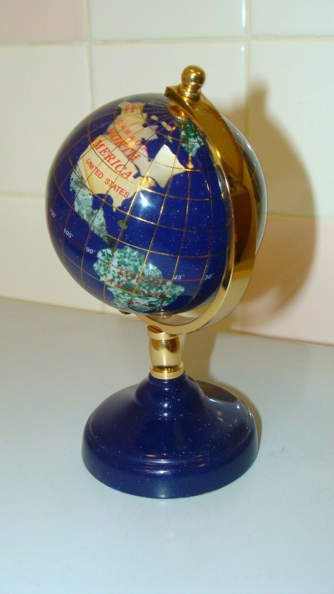 Images Semi Precious Stone World Globes COMMANDER Gemstone World Globe