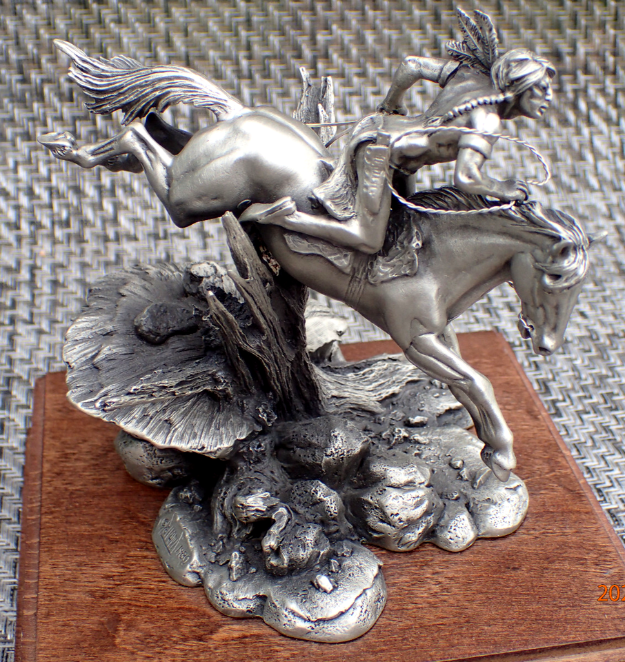 1989 BUFFALO PONY NATIVE AMERICAN INDIAN DON POLLAND FINE PEWTER ...