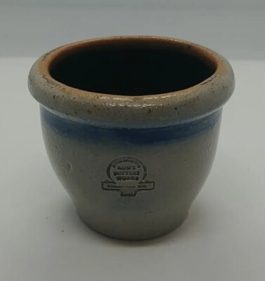 VINTAGE Rowe Pottery Works Miniature 2.25" Crock Cobalt Salt Glaze 1987 ...
