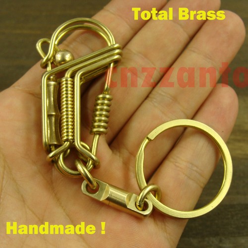 Handmade Solid Brass snap hook pants loop key chain ring holder ...