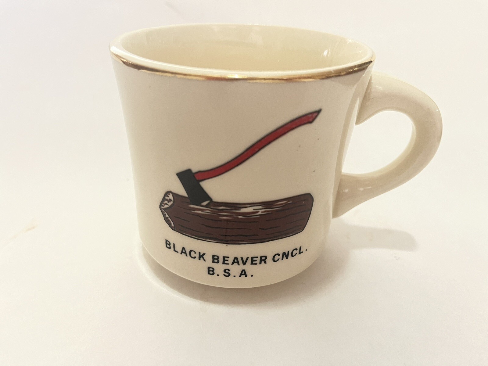 Black Beaver Council BSA “Ax In log” Coffee Mug Boy Scouts of America ...