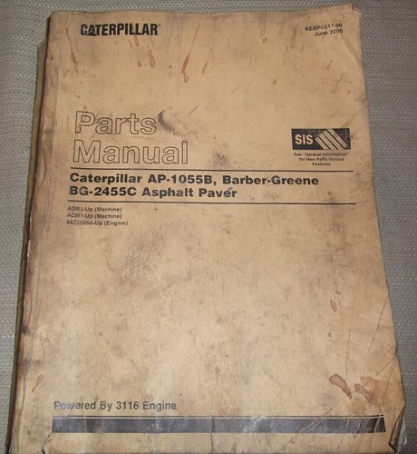 CAT CATERPILLAR AP-1055B BG-2455C ASPHALT PAVER PARTS BOOK MANUAL ABB ...