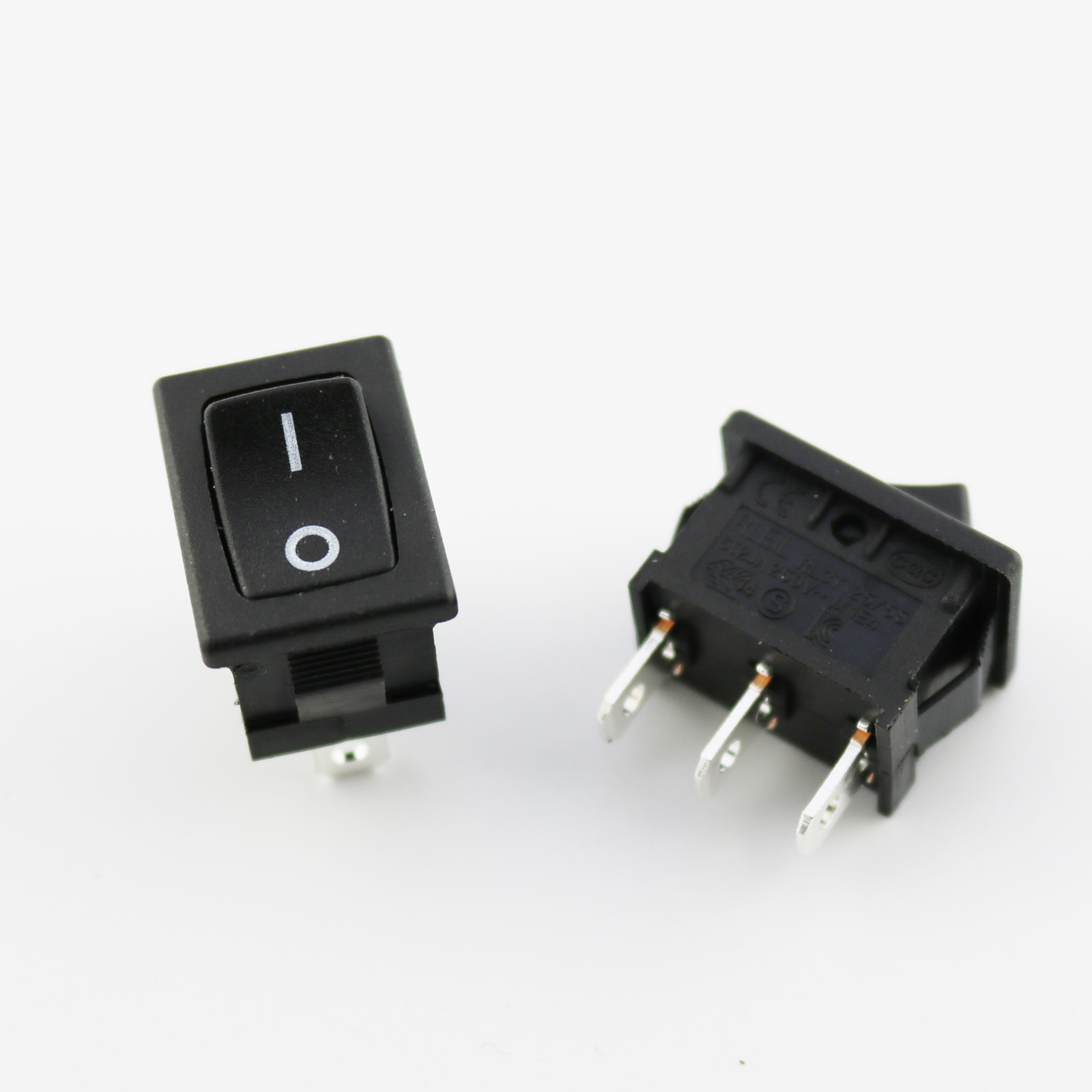 Black RLEIL Rocker Switch On/Off 3 PIN 2 Position DPST 10A/6A 125V/250V ...
