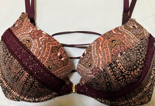 32D Victoria’s Secret Burgundy Underwire Padded Front Close Push-Up Bra ...