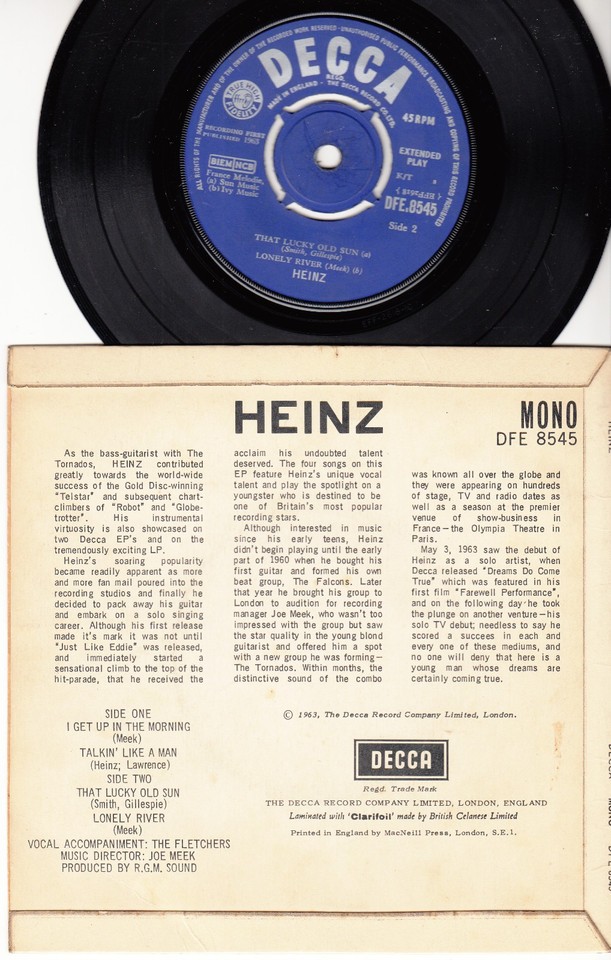 HEINZ 1963 UK DECCA EP *I GET UP IN THE MORNING+3* POP & BEAT RGM | eBay
