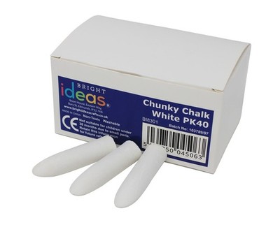 Chunky Chubbi Playground Chalk White (Pack of 40) Childrens chalk 5.5CM ...