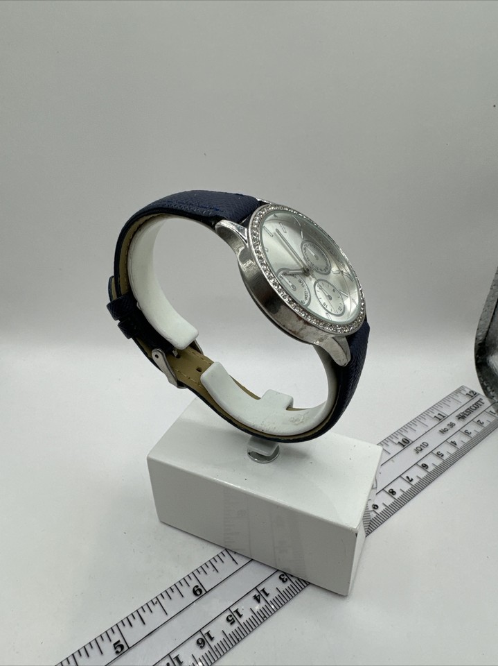 Unbranded ladies watch,blue band with buckle,rhinestones on bezel | eBay