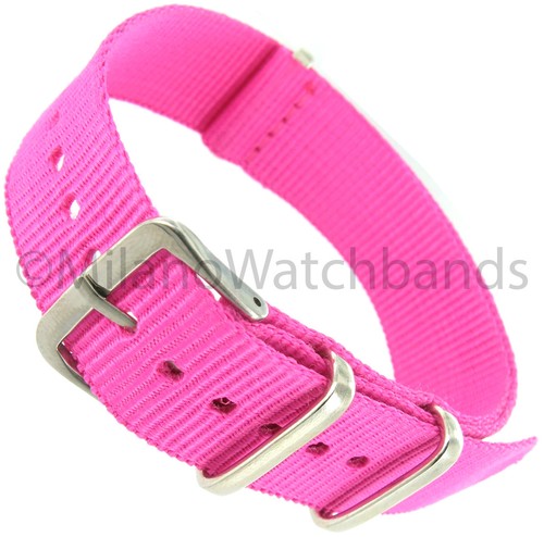 18mm Milano Nylon Fabric Canvas Bright Pink Military Army Watch Band ...
