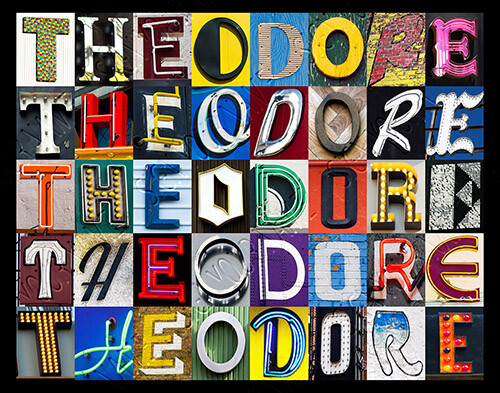 THEODORE Name Poster featuring photos of actual sign letters | eBay