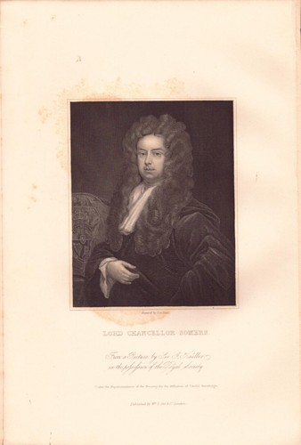 1853 Print JOHN SOMERS, LORD HIGH CHANCELLOR from a Steel Plate ...