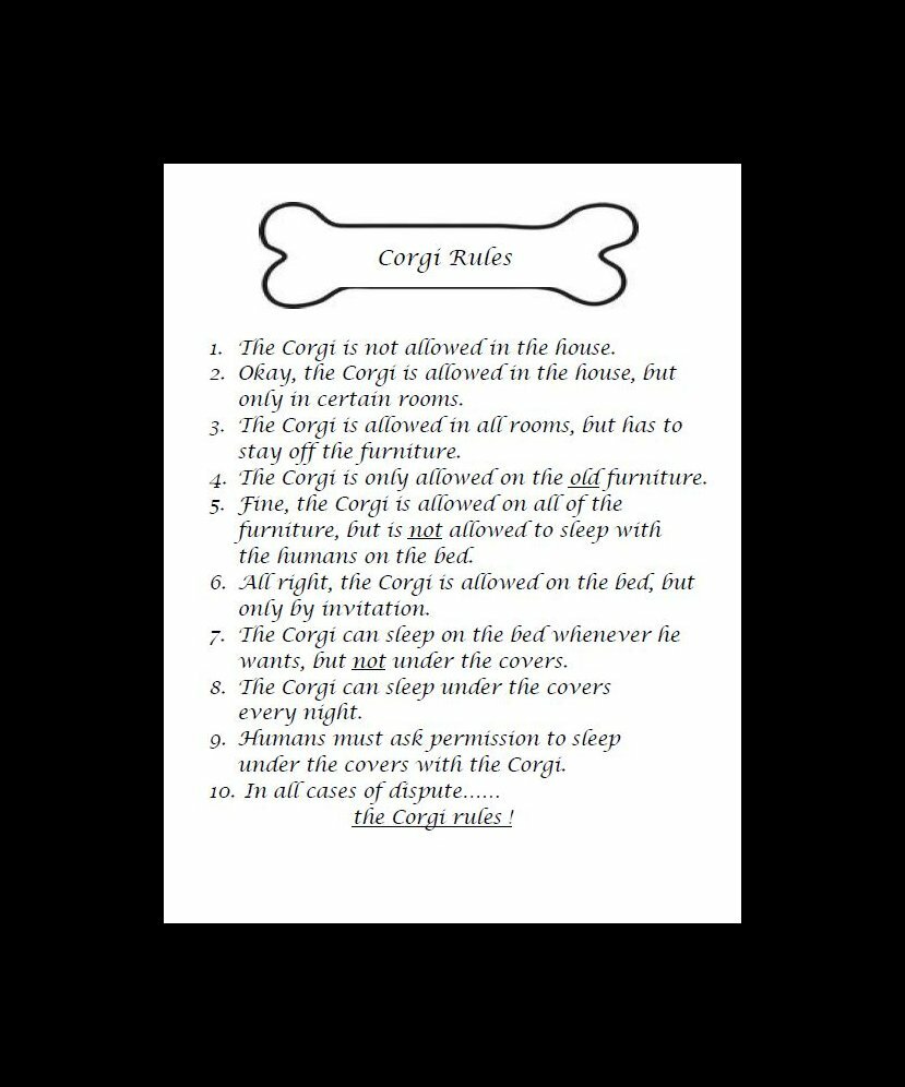 Welsh Corgi "Rules" - CUSTOM MATTED - Dog Art Print : GIFT | eBay