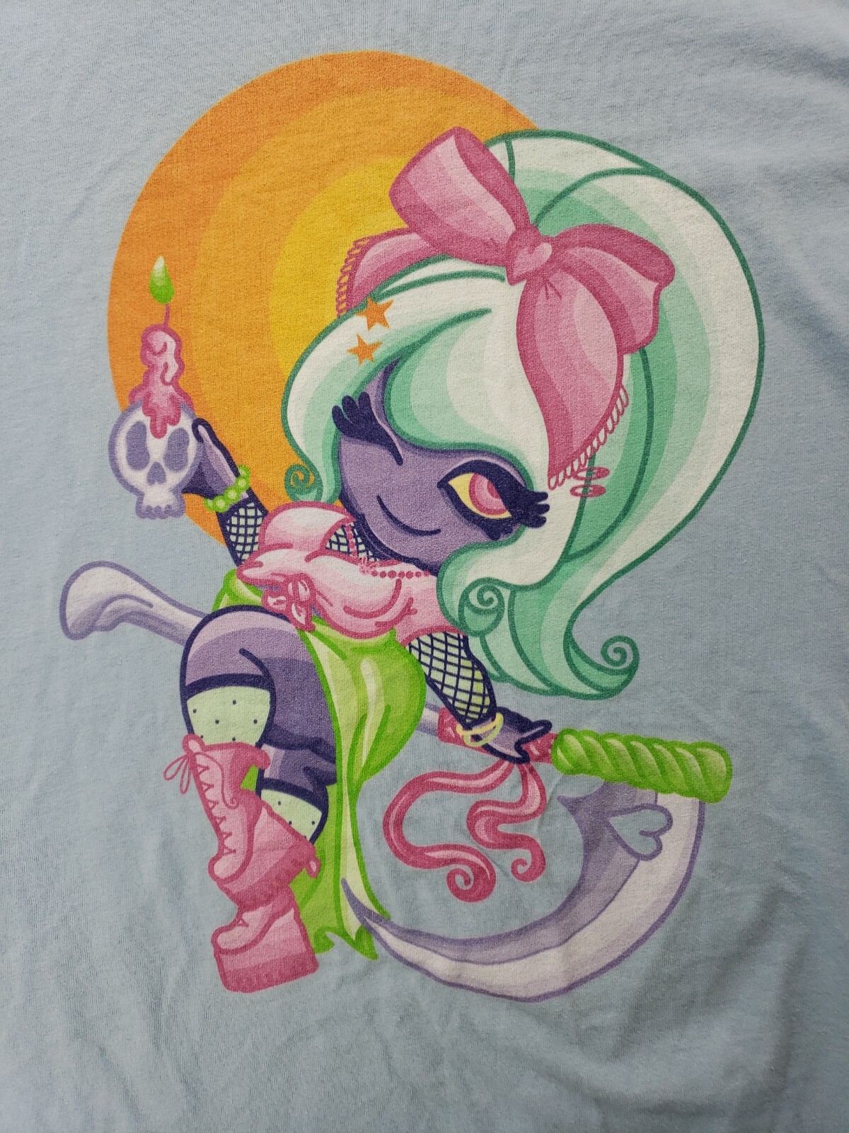 Women's Pastel Kawaii Chibi Scythe Girl Tee Shirt Lar… - Gem