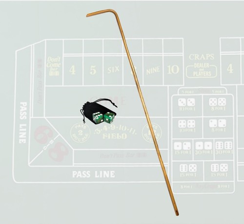 The D Las Vegas Casino Dice Green Polished w/Pouch + 36" Craps Rattan ...