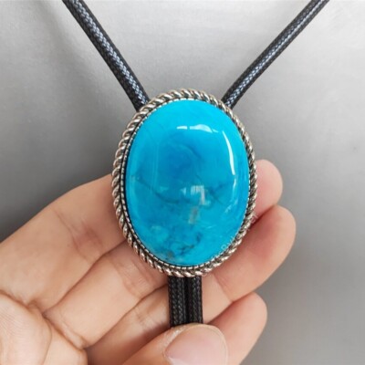 Real Natural Turquoise Bolo Tie Necklace Wedding for Men Women Western ...